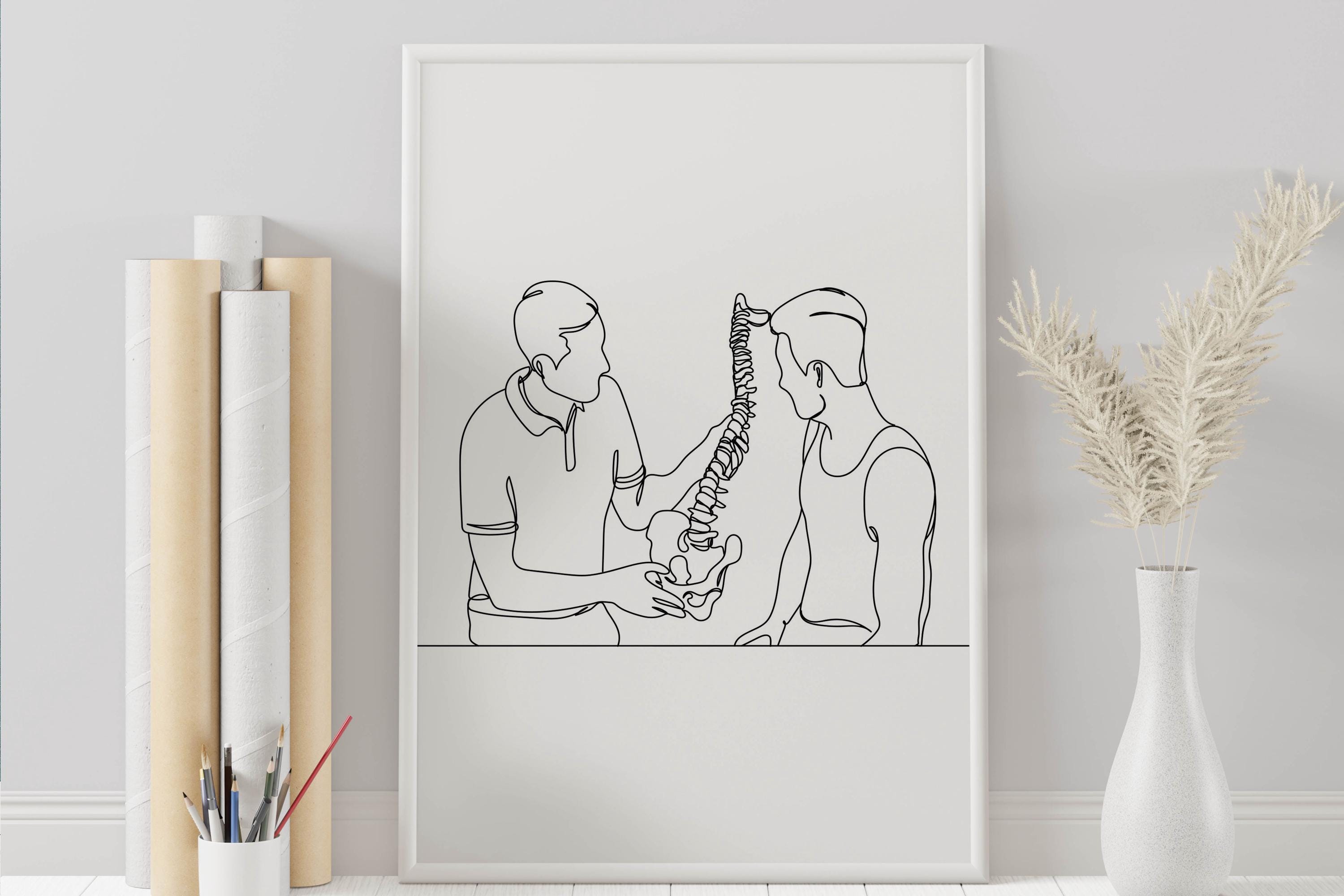 Minimalist Chiropractic Line Art, Digital Files, Recovery Print Massage ...