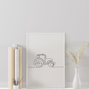 Minimalist Tractor Line Art Digital Download Transportation - Etsy