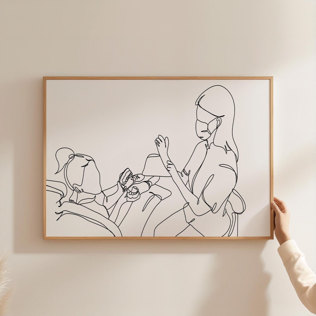 Minimalist Kid Dentist Line Art, Digital Download, Pediatric Dentistry ...