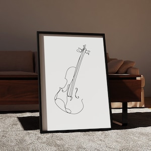 Music Gallery Set of 15 Drawings, Violin Decoration, Minimalist Line ...