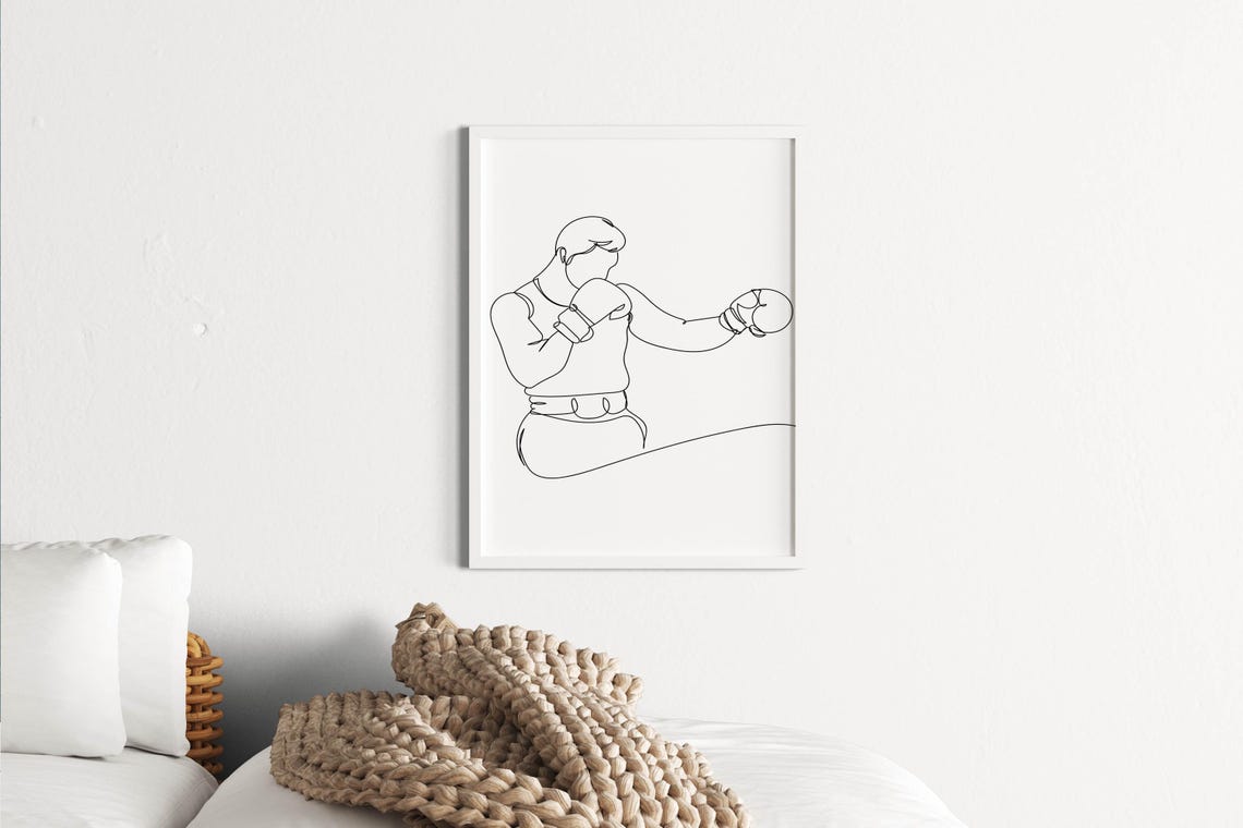 Minimalist Boxing Line Art , Extreme Sport Printable, Digital Download ...