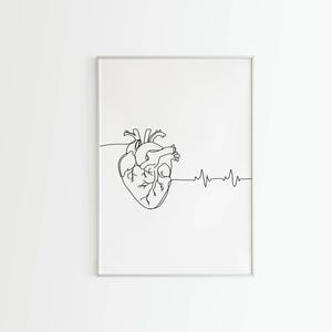 Minimalist Cardiologist Line Art, Digital Download, Physician Print ...
