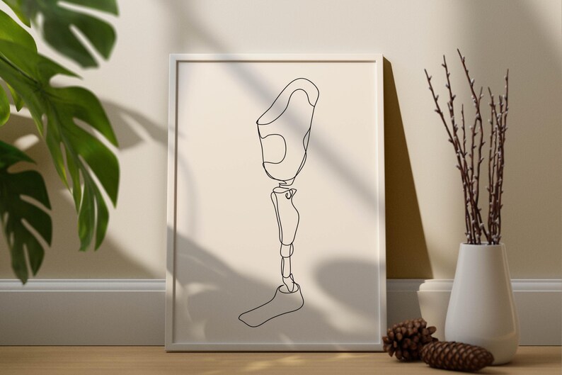 Minimalist Leg Prosthetic Line Art, Digital File, Prostheses Print ...