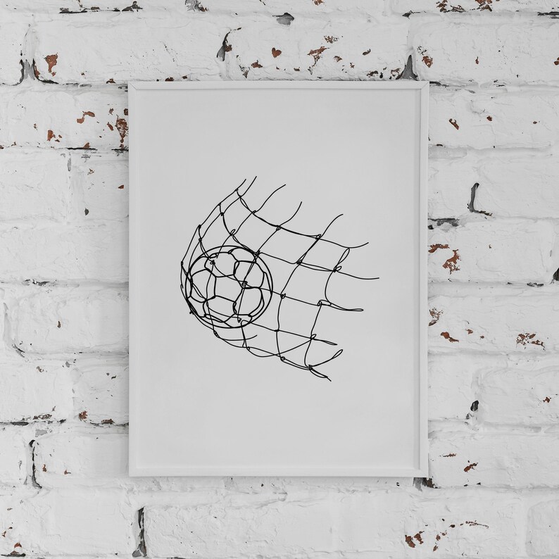 Minimalist Football Line Art Print, Soccer Sport Wall Art, Digital ...