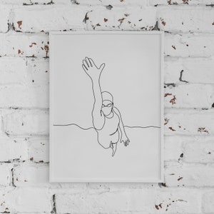 Minimalist Swimmer Line Art Art, Digital Download, Sport Print ...