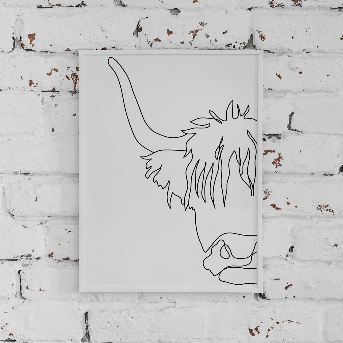 Minimalist Highland Cattle Line Art, Digital Download, Cow Outline ...