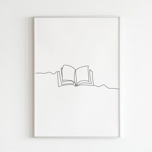 Minimalist Book Line Art, Digital Download, Books Outline Drawing ...