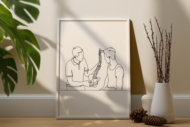 Minimalist Chiropractic Line Art, Digital Files, Recovery Print Massage ...