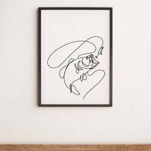 Fishing Wall Art, Minimalist Line Art, Fish Drawing Poster, Fisherman ...
