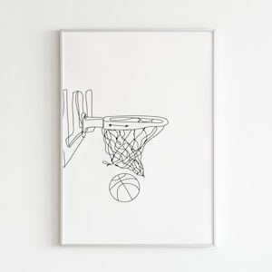 Minimalist Basketball Line Art, Sport Printable, Digital Download, Net ...