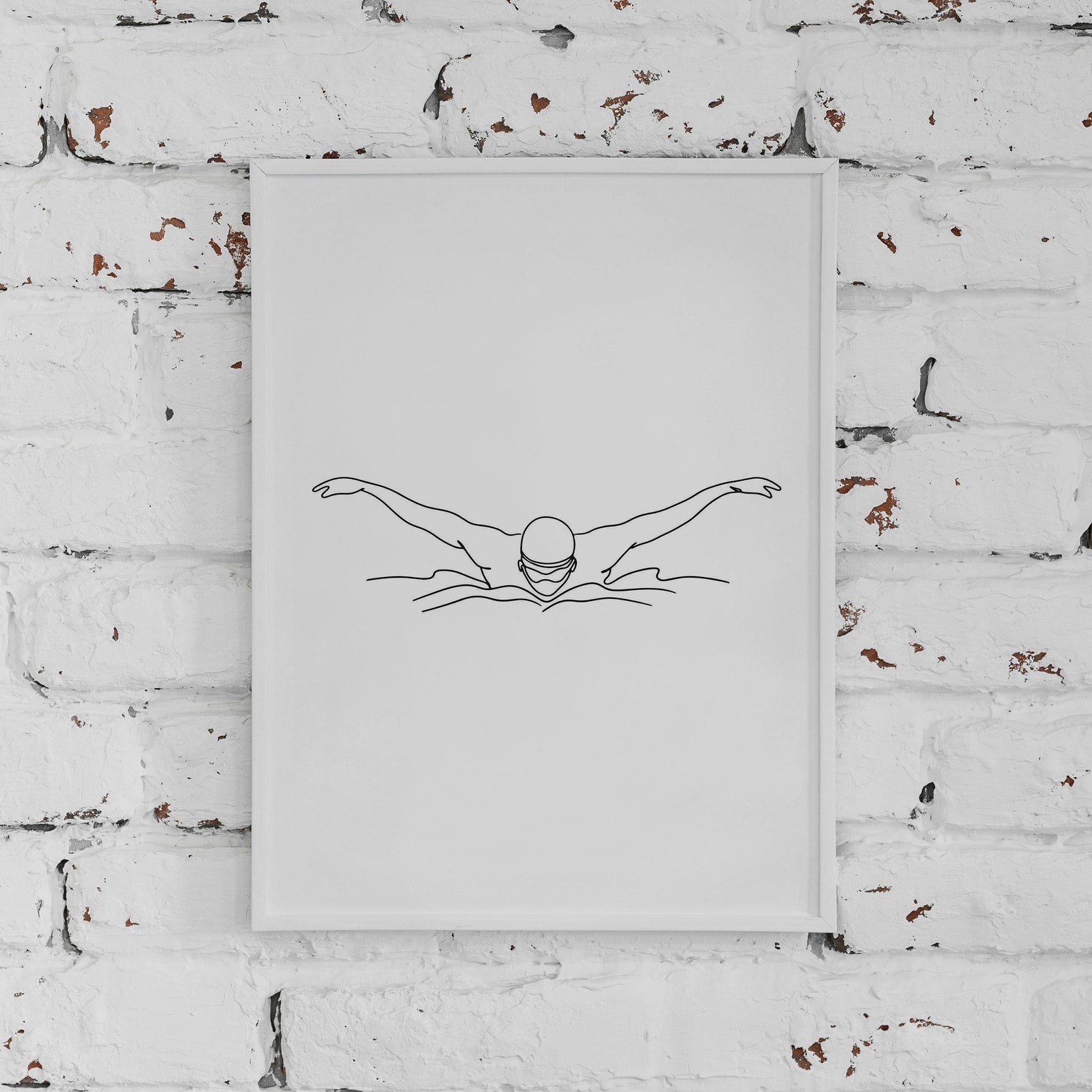 Minimalist Swimmer Line Art Art, Digital Download, Sport Print ...