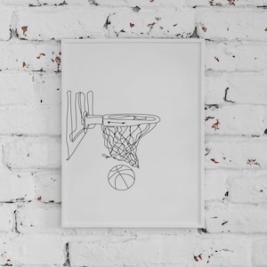 Minimalist Basketball Line Art, Sport Printable, Digital Download, Net ...