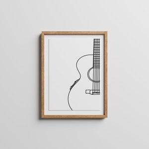 Acoustic Guitar Poster, Minimalist Line Art, Music Print, Set of 3 ...