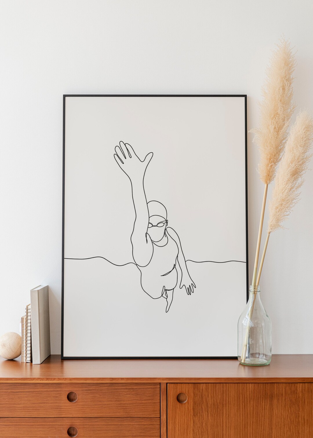 Minimalist Swimmer Line Art Art, Digital Download, Sport Print ...