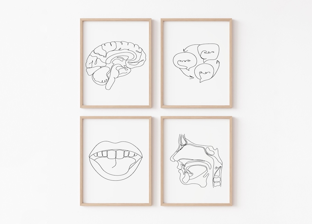 Minimalist Speech Therapy Line Art Gallery Set of 4 Drawings, Office ...