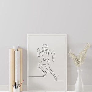 Minimalist Running Line Art, Digital Download, Sport Print, Exercise ...