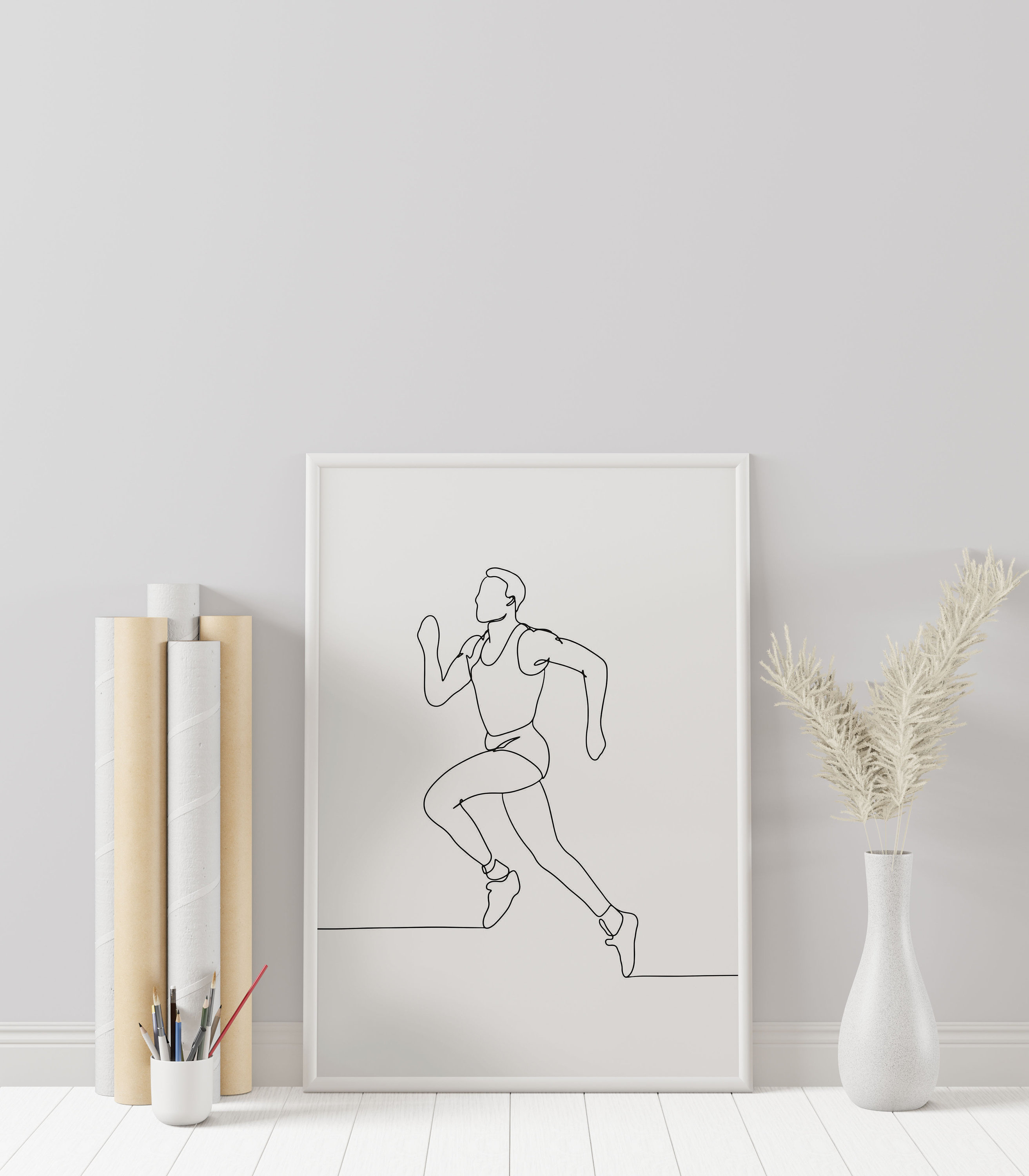 Minimalist Runner Line Art Print, Sport Exercise Printable (digital ...