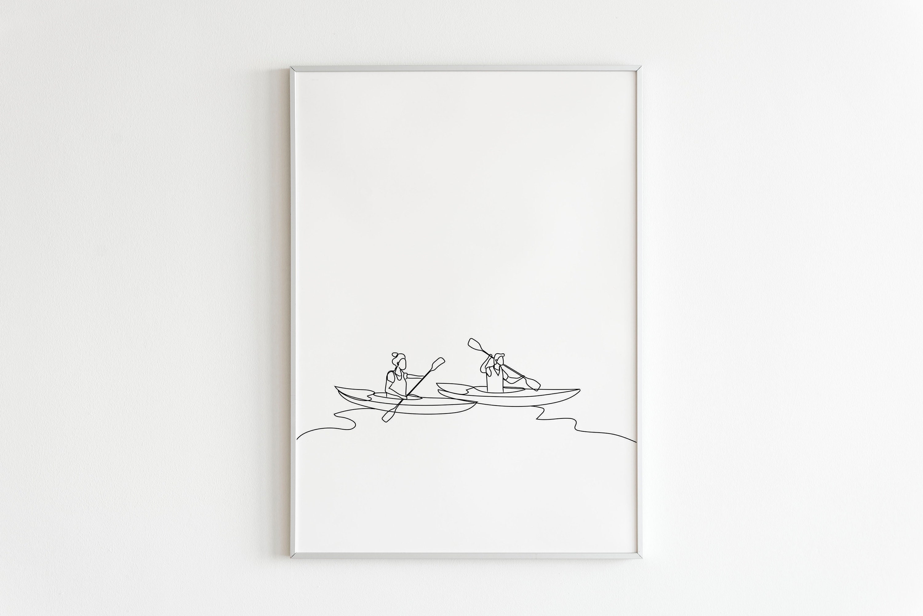 Minimalist Kayak Line Art Print Water Sport Printable Canoe - Etsy