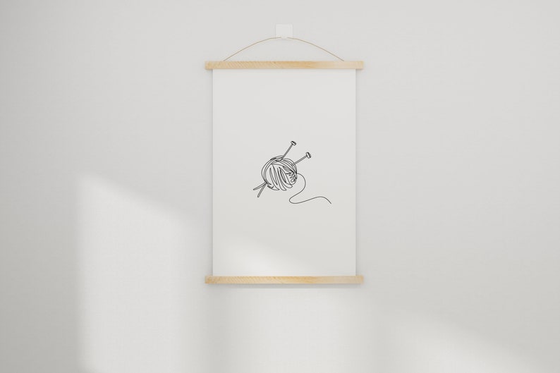 Minimalist Crochet Line Art, Digital Download, Yarn Print, Simple ...