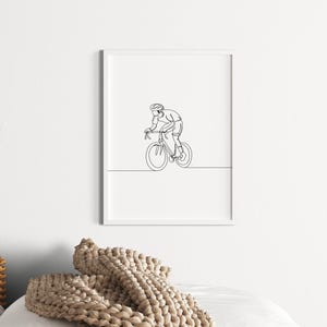 Minimalist Cyclist Line Art, Biking Wall Art, Digital Download, Bike ...