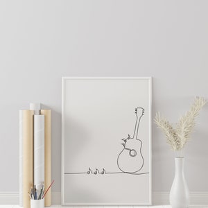 Minimalist Guitar Line Art Digital Download Music Print - Etsy