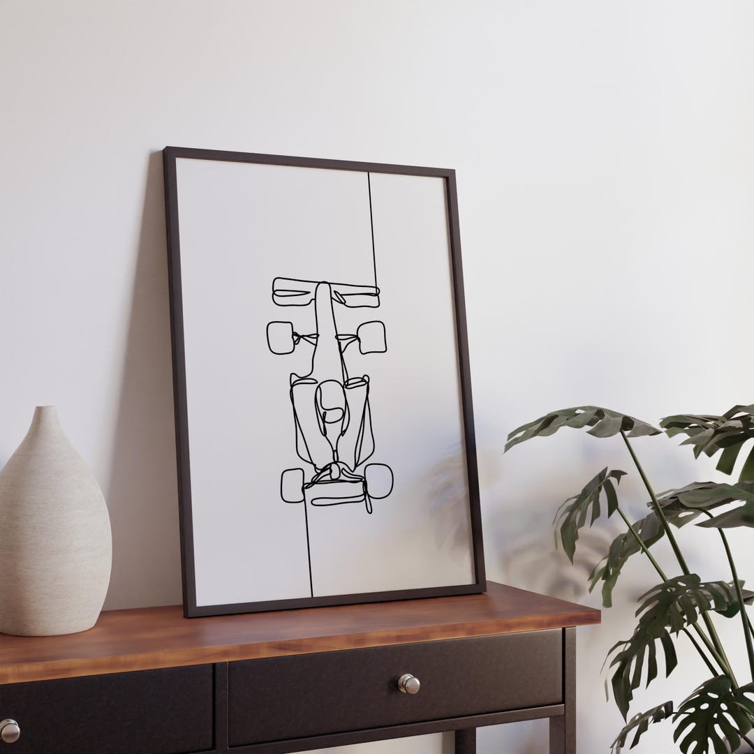 Minimalist F1 Race Car Line Art, Digital Download, Room Decor, Outline ...