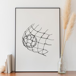 Minimalist Football Line Art Print, Soccer Sport Wall Art, Digital ...