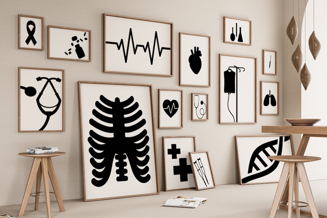 Medical Gallery Set of 15 Drawings, Minimalist Print, Health Care ...