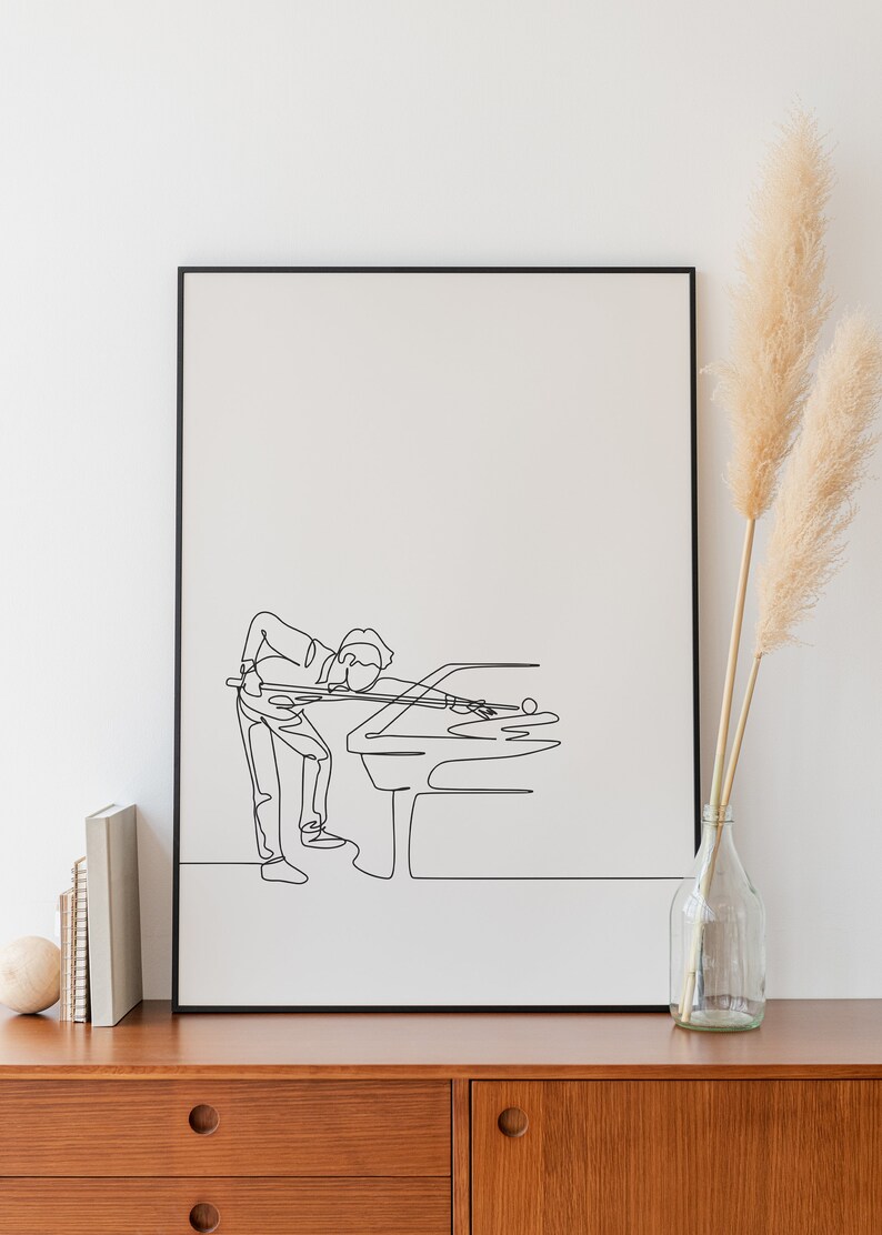 Minimalist Billiard Line Art Digital Download Pool Table - Etsy