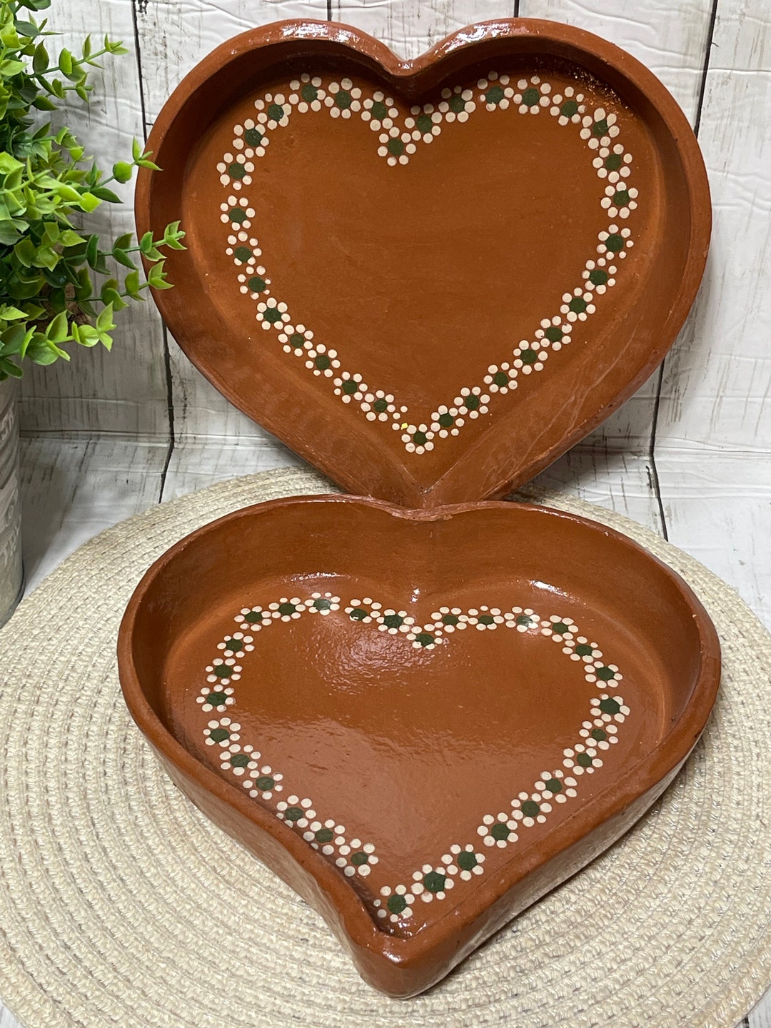 2pc Rustic Terracotta Corazón/heart Plate/plato Corazon De Barro-26cm ...