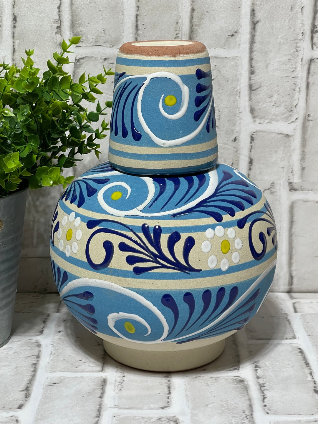 Authentic Hand Crafted Ceramic/terracotta Water Jug/ Botellon De Barro ...