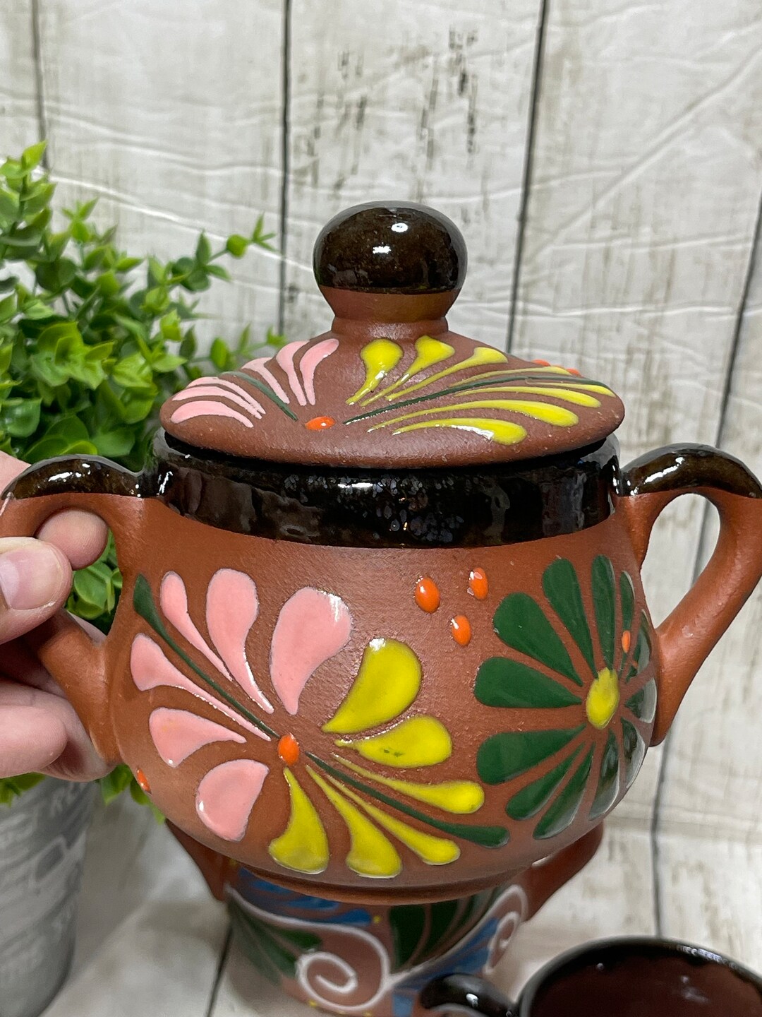 Mexico Pottery Mexican Ceramic Canister With Lid/ Azucareros De Barro Con Tapa - Etsy