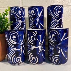 Mexico Blue Flower Talavera. Blue Talavera Mexican Tumblers Cups Set ...