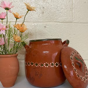 Mexican Hand Made Terracotta Bean Pot 84liters With Lid Vintage Olla De ...