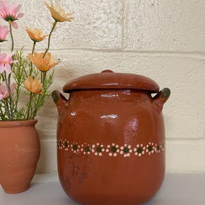 Mexican Hand Made Terracotta Bean Pot 84liters With Lid Vintage Olla De ...