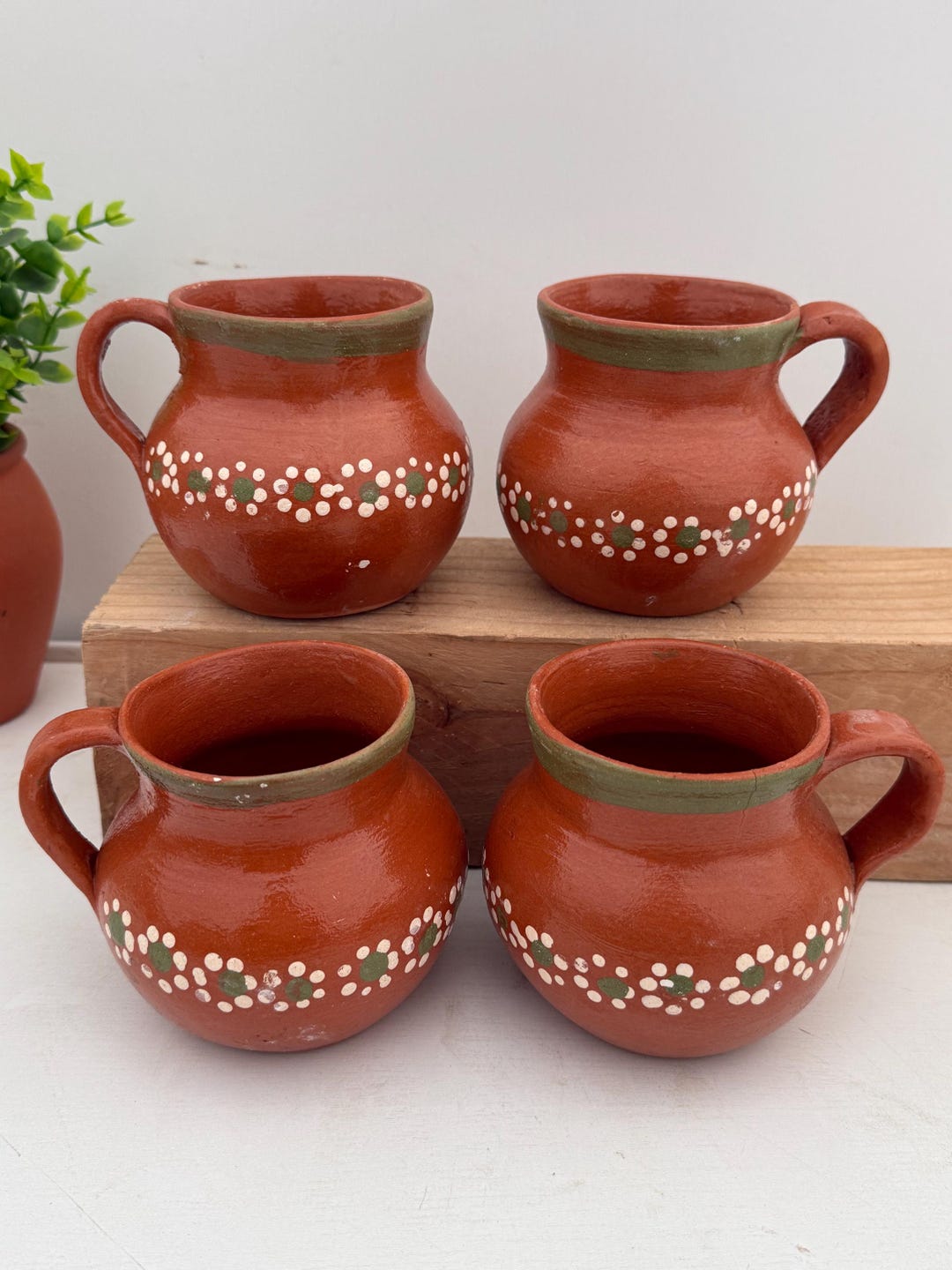 Mexico Handmade Rustic Pottery Tonala Mug.jarrito De Barro Rustico. 4pc ...