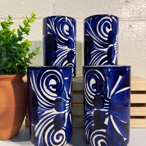 Mexico Blue Flower Talavera. Blue Talavera Mexican Tumblers Cups Set ...