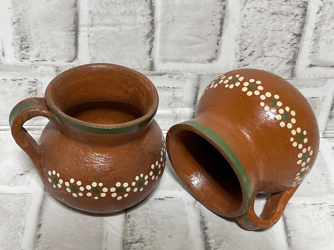 Mexico Handmade Rustic Pottery Tonala Mug/jarrito De Barro Rustico/2pc ...