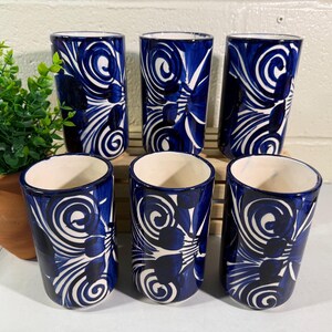 Mexico Blue Flower Talavera. Blue Talavera Mexican Tumblers Cups Set ...