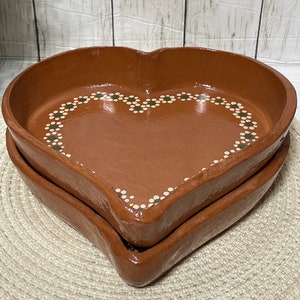2pc Rustic Terracotta Corazón/heart Plate/plato Corazon De Barro-26cm ...