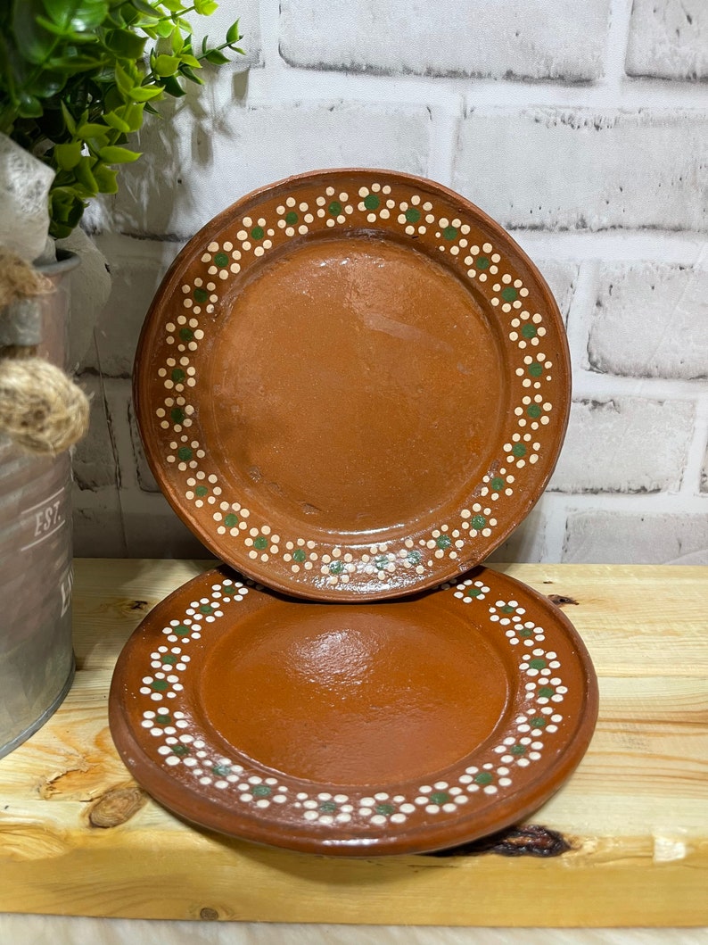 Mexican Handmade Rustic Salad Plate 2pc Set/ Plato De Barro - Etsy