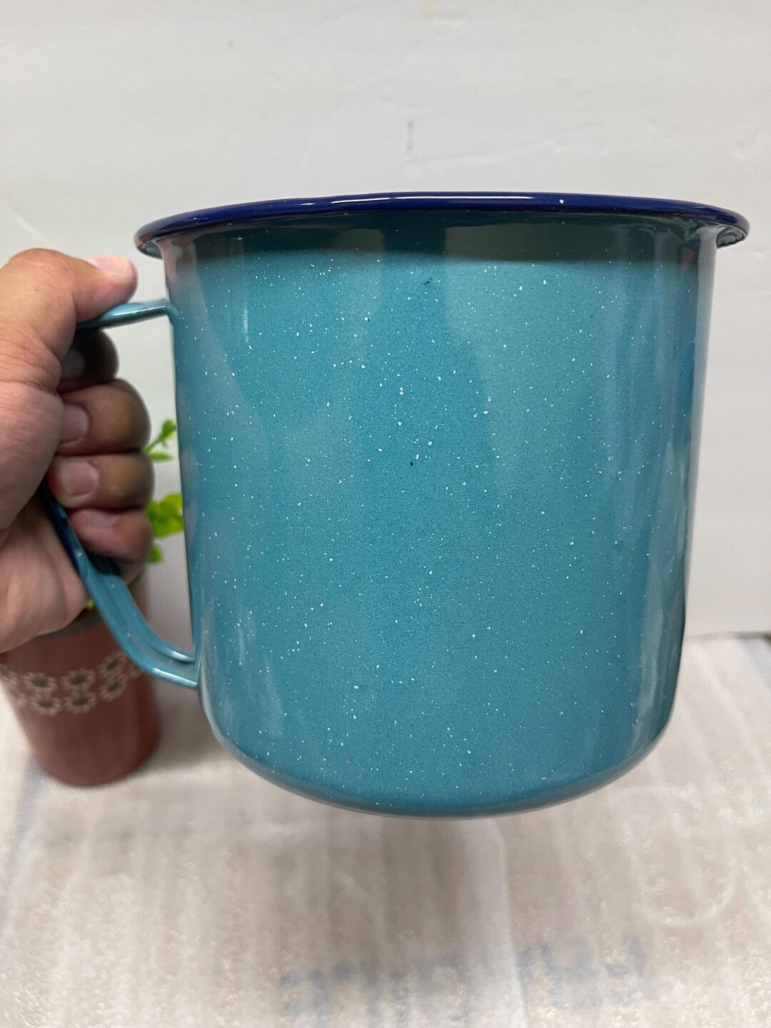 Mexican Peltre, Mexican Blue Enamel Steel/taza-terera De 1litro/1-liter ...