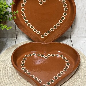 2pc Rustic Terracotta Corazón/heart Plate/plato Corazon De Barro-26cm ...