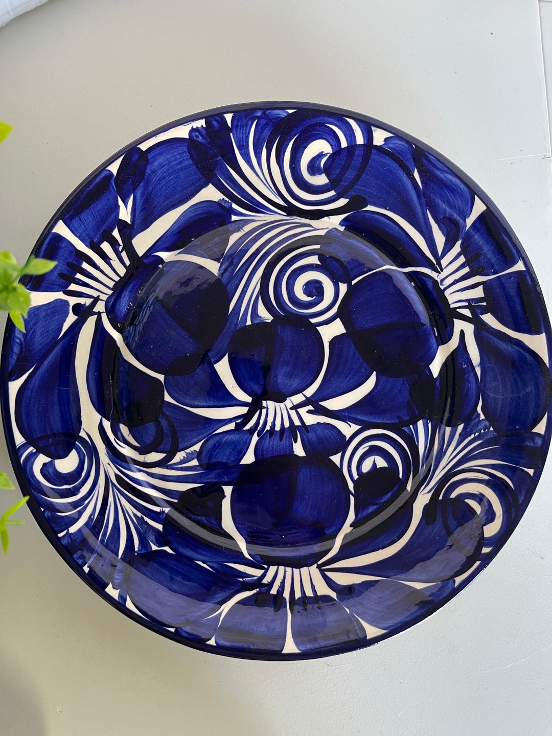 Talavera Azul Guanajuato Charger Plates.11” Blue Flower Plates.talavera ...