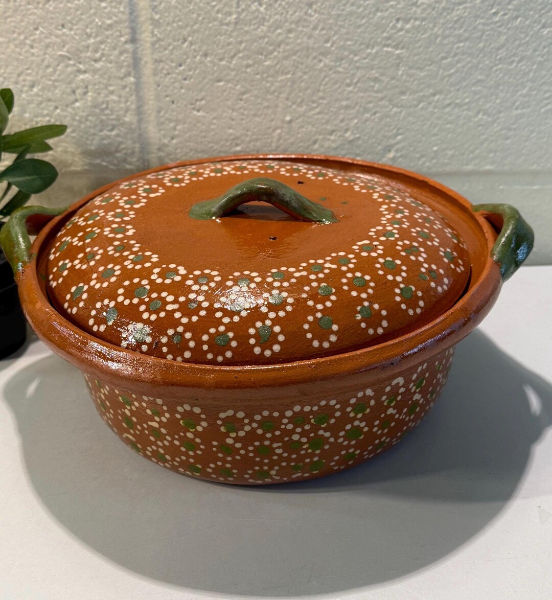Mexican Farmhouse Vintage 12” Clay Casserole. Cazuela De Barro Hecha En ...