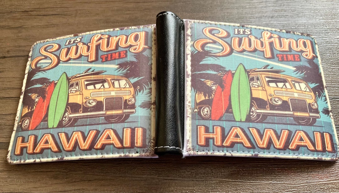 Mens Faux Leather Wallet With Gift Pouch, Surfing Theme. - Etsy