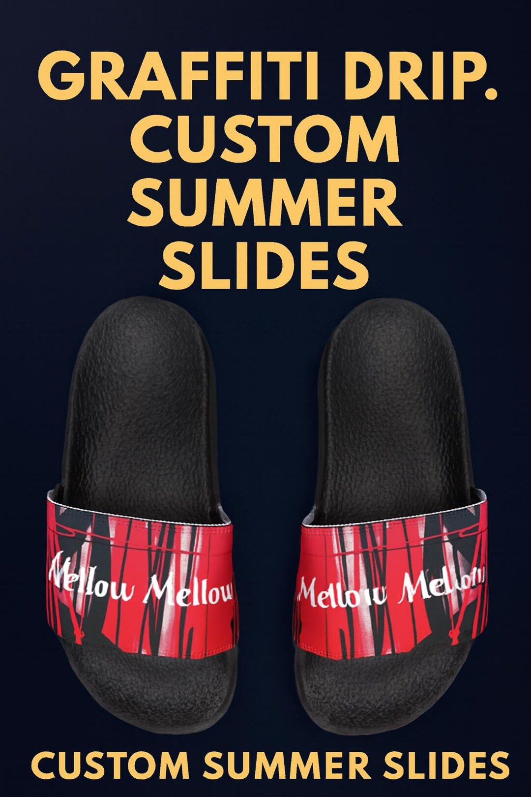 PERSONALIZED Graffiti Slide Sandals – Red Black White Drip Design ...
