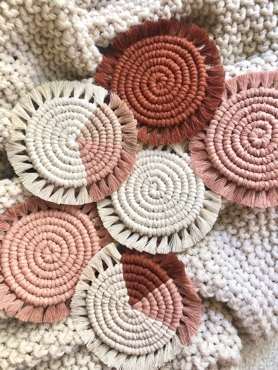 Set of 4 Macrame Coasters - Etsy