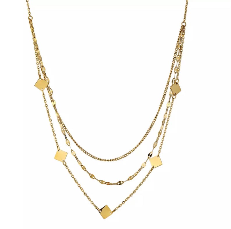 Collier multi rangs acier inoxydable plaqué or boho necklace | Etsy