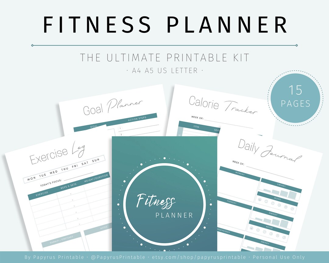 Fitness Planner Printable, Workout Planner, Exercise Tracker Digital ...